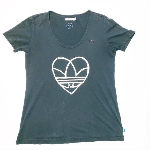 adidas | Tops | Vintage Adidas Heart Trefoil Logo Black Shirt | Poshmark